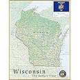 Amazon.com : Wisconsin State Physical Map - 16.4 x 21.4 Inches - Paper ...