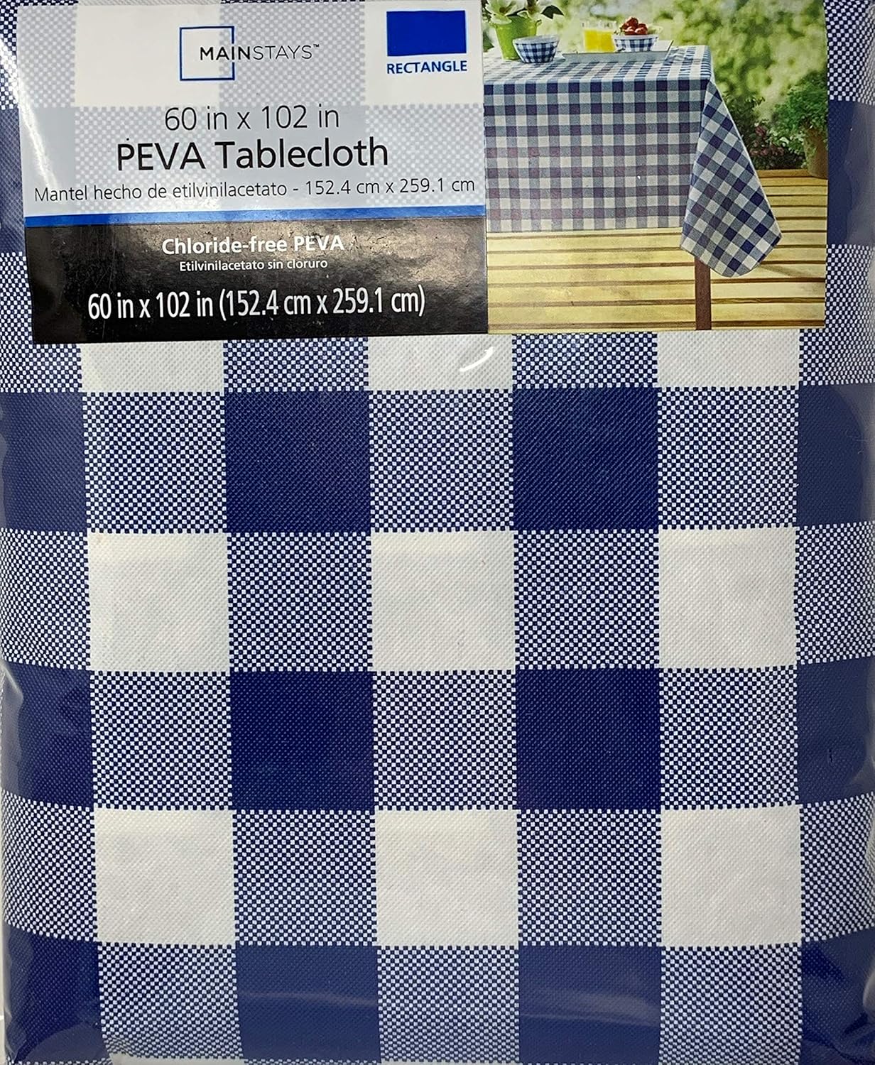 COUNTRY GINGHAM Black Flannel Back PEVA Vinyl Tablecloth 60x84 PVC Free ...