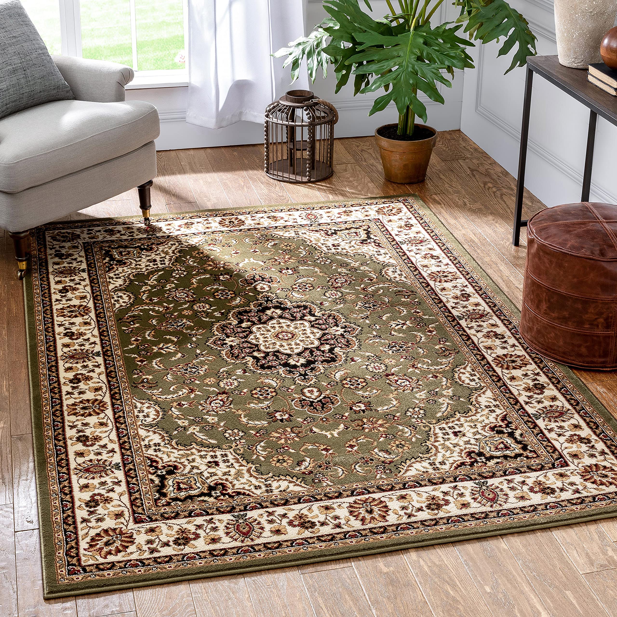 Well Woven Barclay Medallion Kashan Green Traditional Area Rug 9'3" x ...