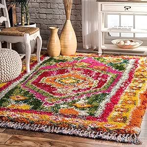Amazon.com: nuLOOM Destiny Medallion Shag Area Rug, 5 ft 3 in x 7 ft 6 ...