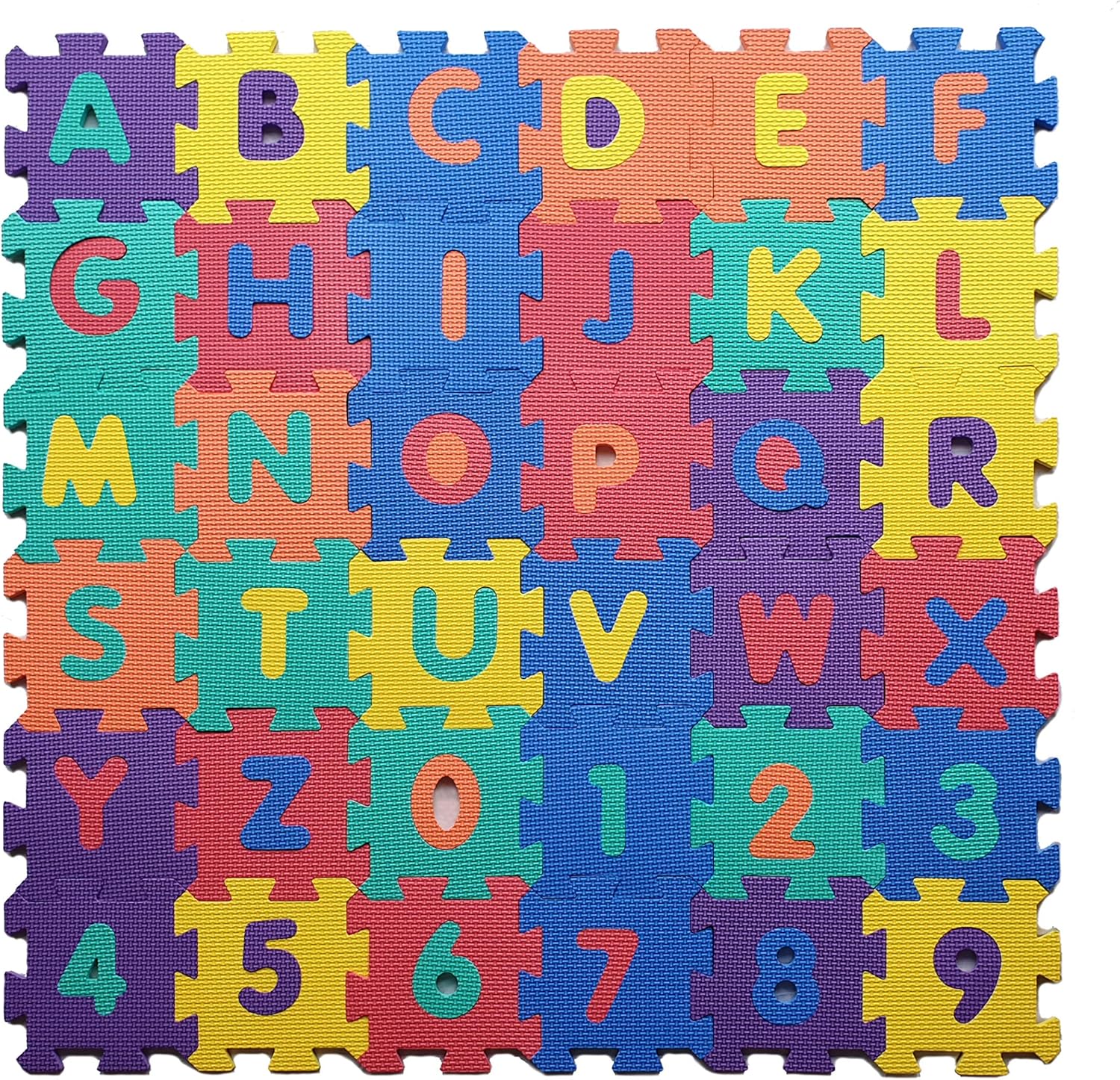 EASYABC 36 Piece Alphabet & Numbers Interlocking EVA Foam Puzzle Tile ...