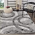 Amazon.com: GLORY RUGS Area Rug Modern 5x7 Grey Black Circles Geometry ...
