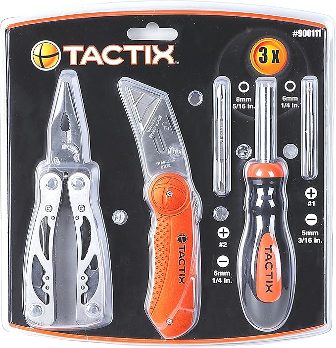 Tactix 900111 3-Pc Tool Set - Multi-Tool, Folding Utility Knife, 6 N 1 Screwdriver - - Amazon.com