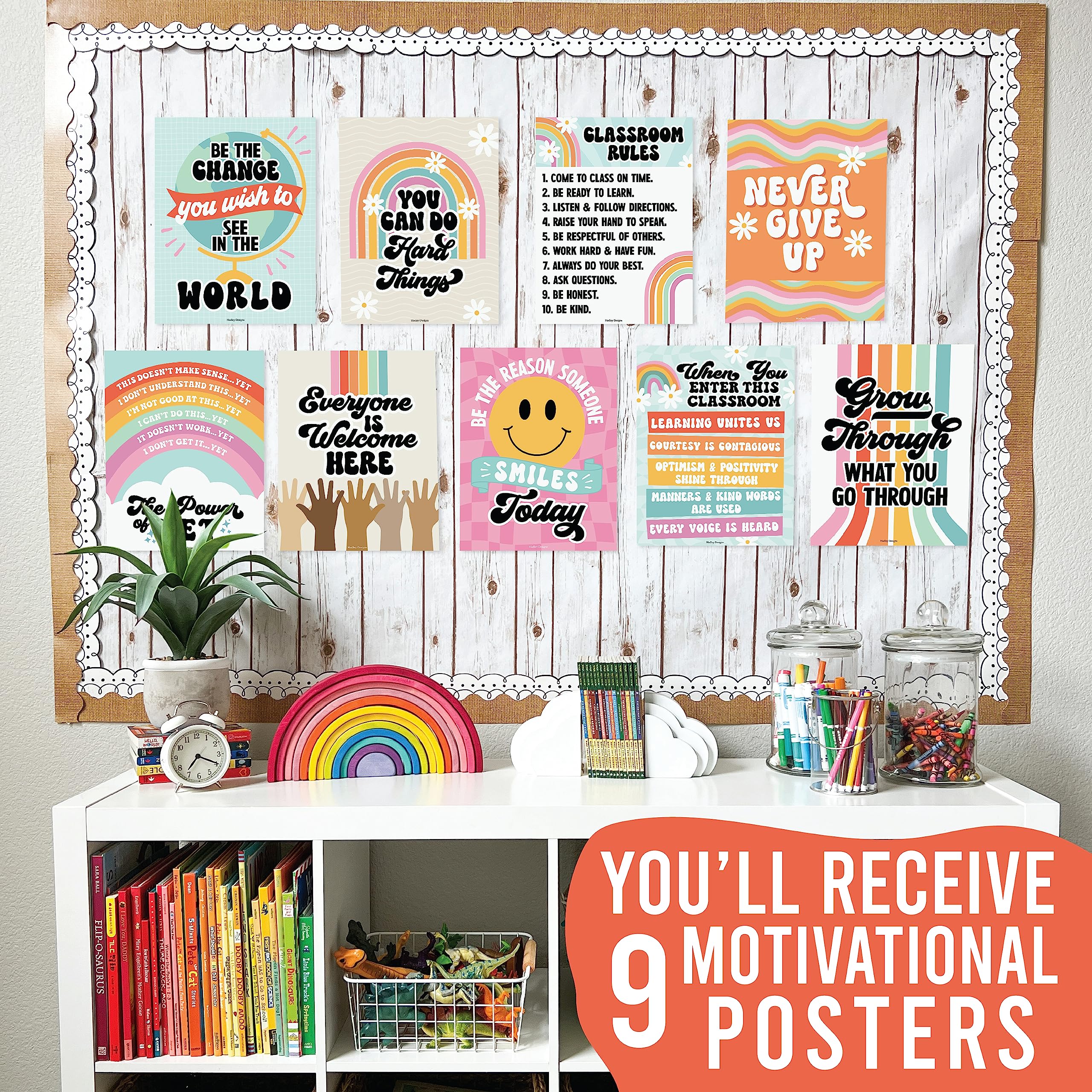 Mua Hadley Designs 9 Retro Classroom Decor - Welcome Sign Motivational ...