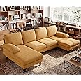 Amazon.com: LINSY HOME U Sectional Couch, 111'' W Corduroy Sofa with ...