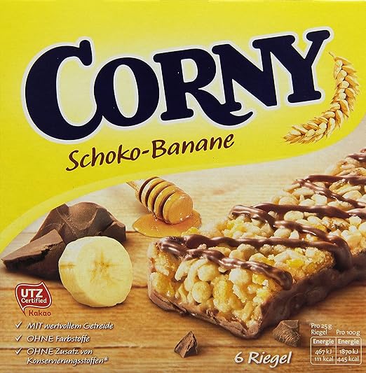 CORNY Schoko-Banane, Müsliriegel, 150g Schachtel mit 6 Riegeln: Amazon ...