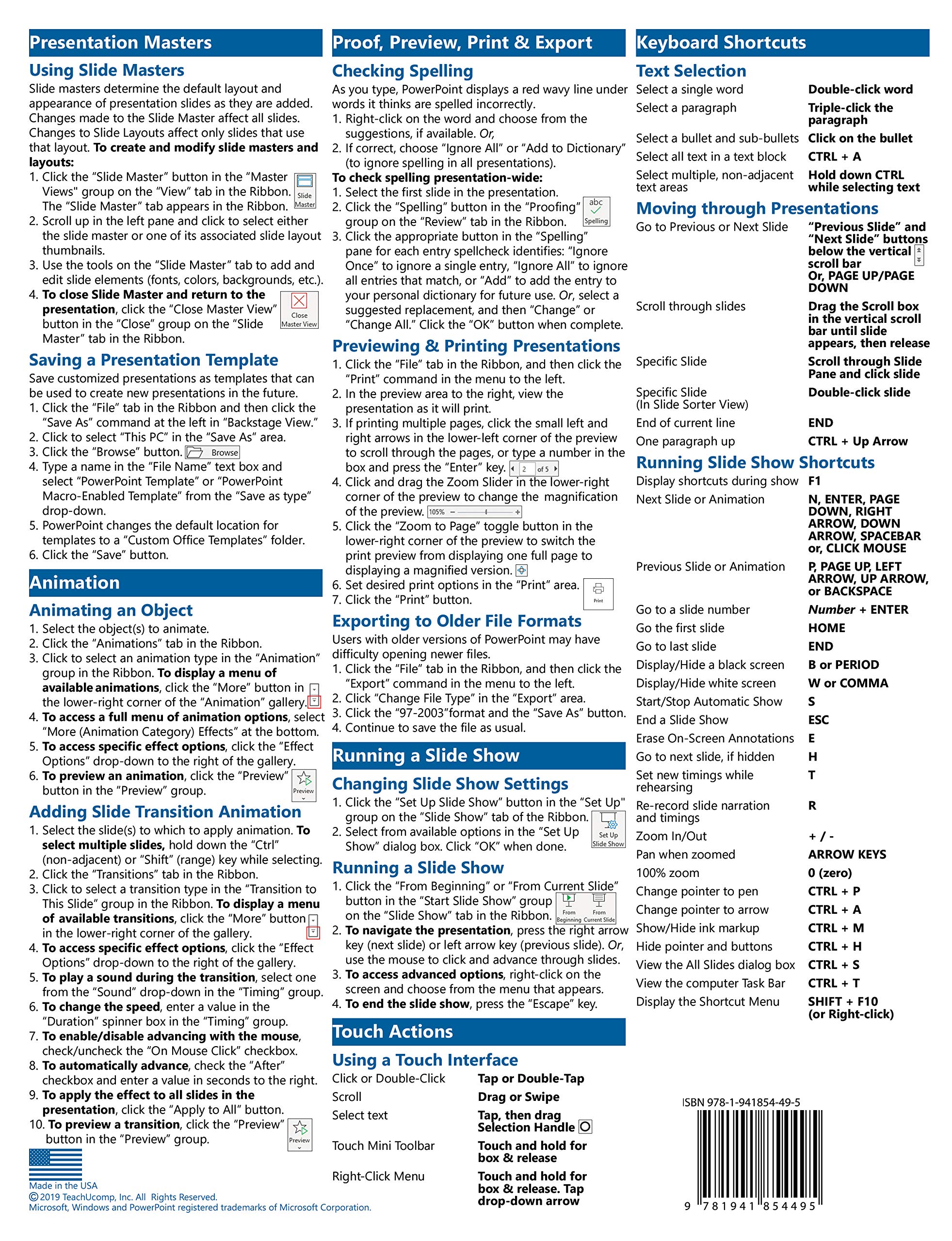 Mua Microsoft PowerPoint 2019 Introduction Quick Reference Training Tutorial Guide (Cheat Sheet ...