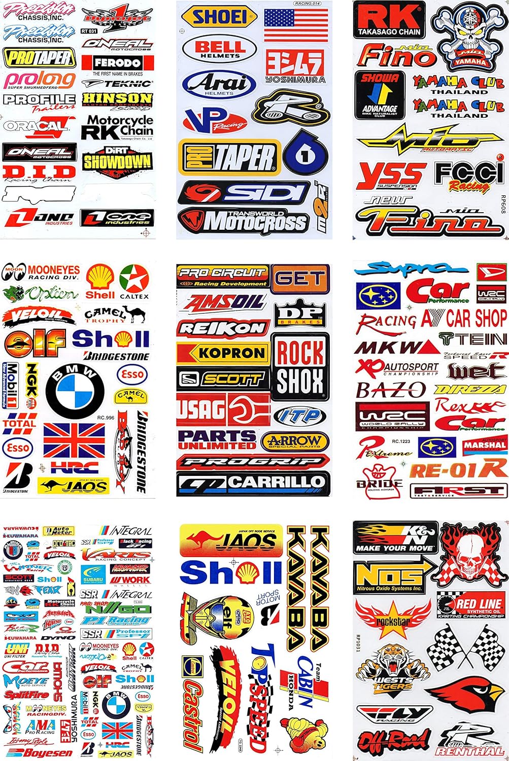 Amazon.com: 9 Sheet - Set Sponsor Decal Sticker Pro Taper Tuning Racing ...