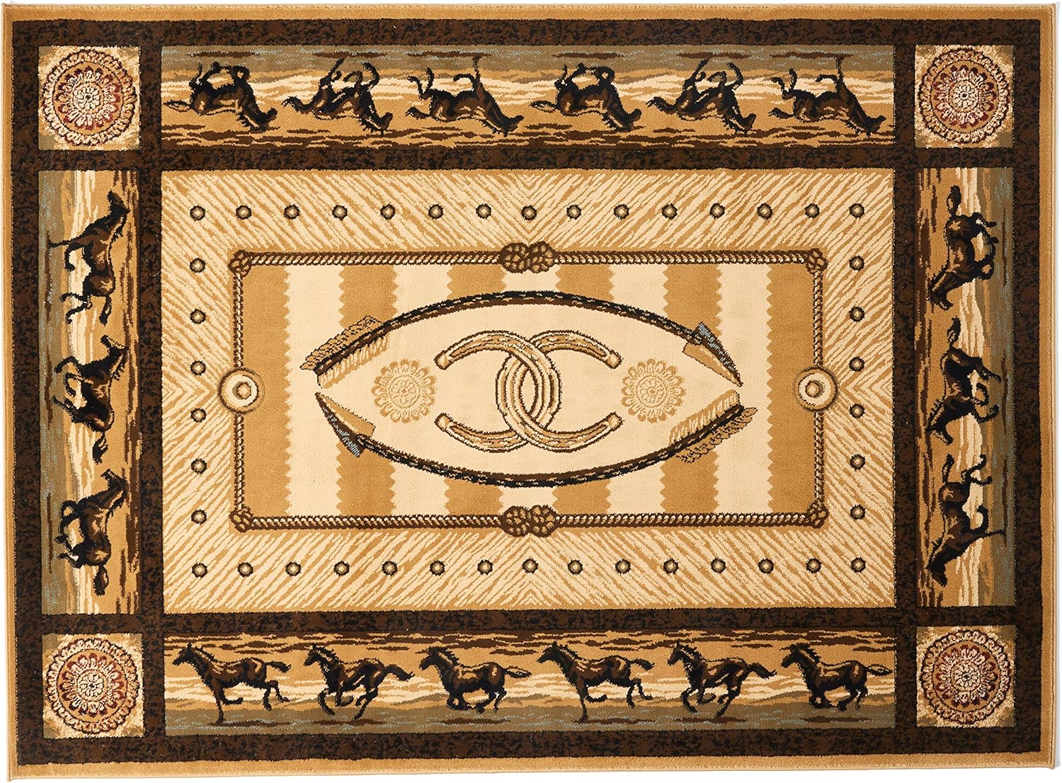 Amazon.com: Western Horse Beige 5x7 Area Rug, 5'3x7'3: Furniture & Decor