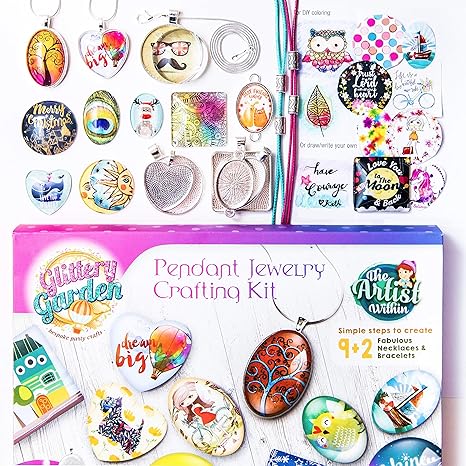 Girls Jewelry Making Kit. DIY Necklace Pendant and Bracelet Crafting ...