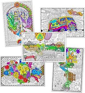 Amazon.com: Giant Coloring Poster 5 Pack - Big 22 X 32.5 Inch Line Art ...