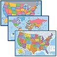 Amazon.com : 3 Pack - World Map & USA Map for Kids + Blue Ocean World ...