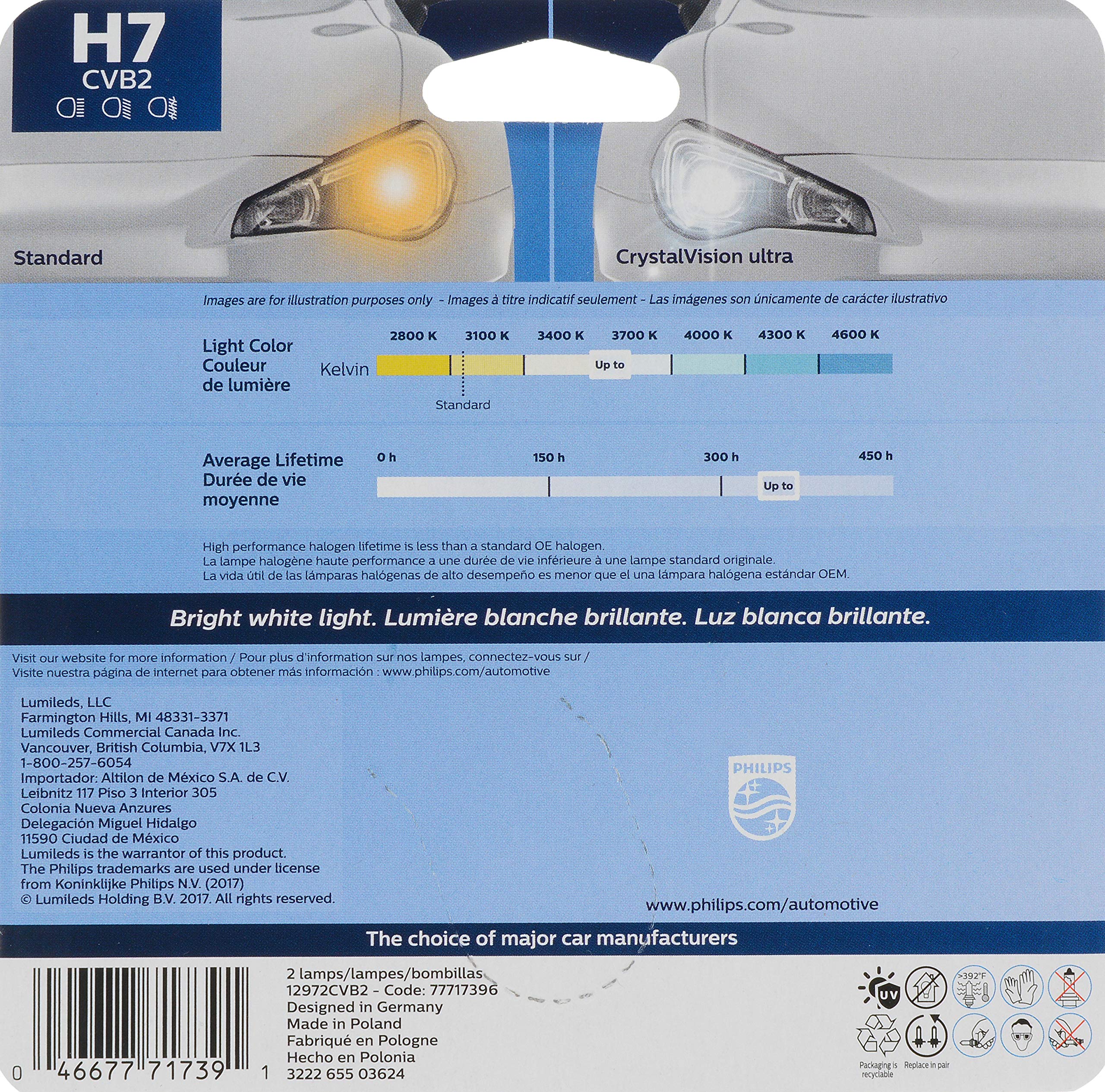Mua H7 CrystalVision Ultra Upgraded Bright White Headlight Bulb, 2 Pack ...