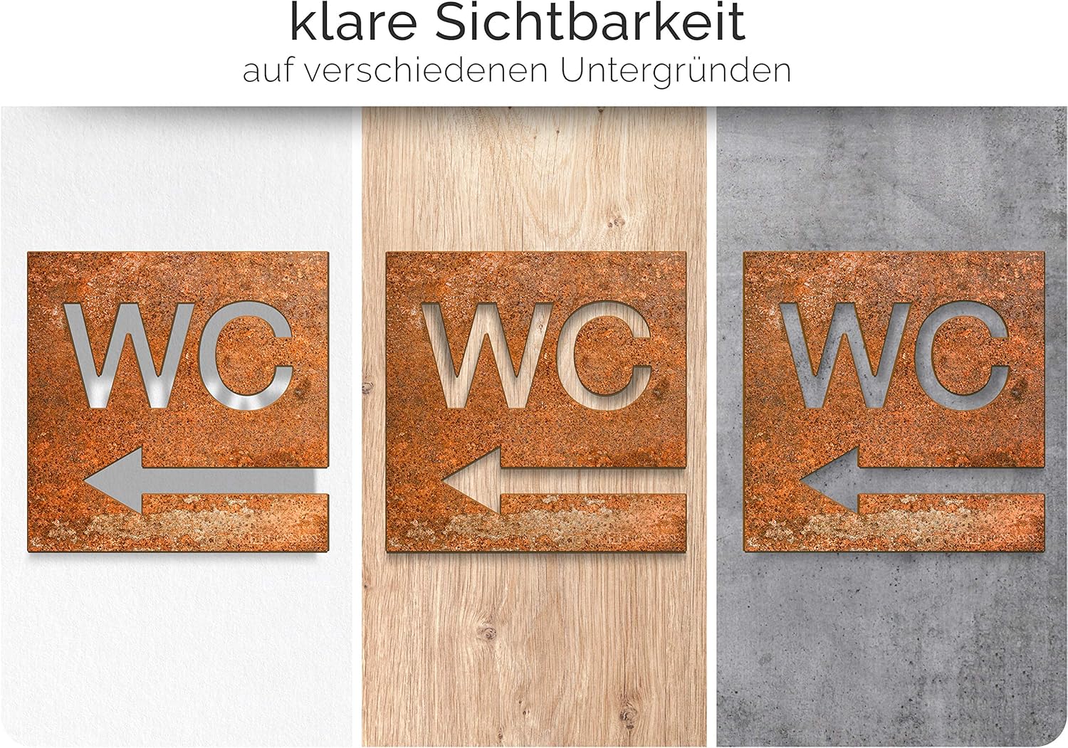 Vintage Toilet Sign – Self Adhesive – Retro Toilet Sign with Arrow – W ...