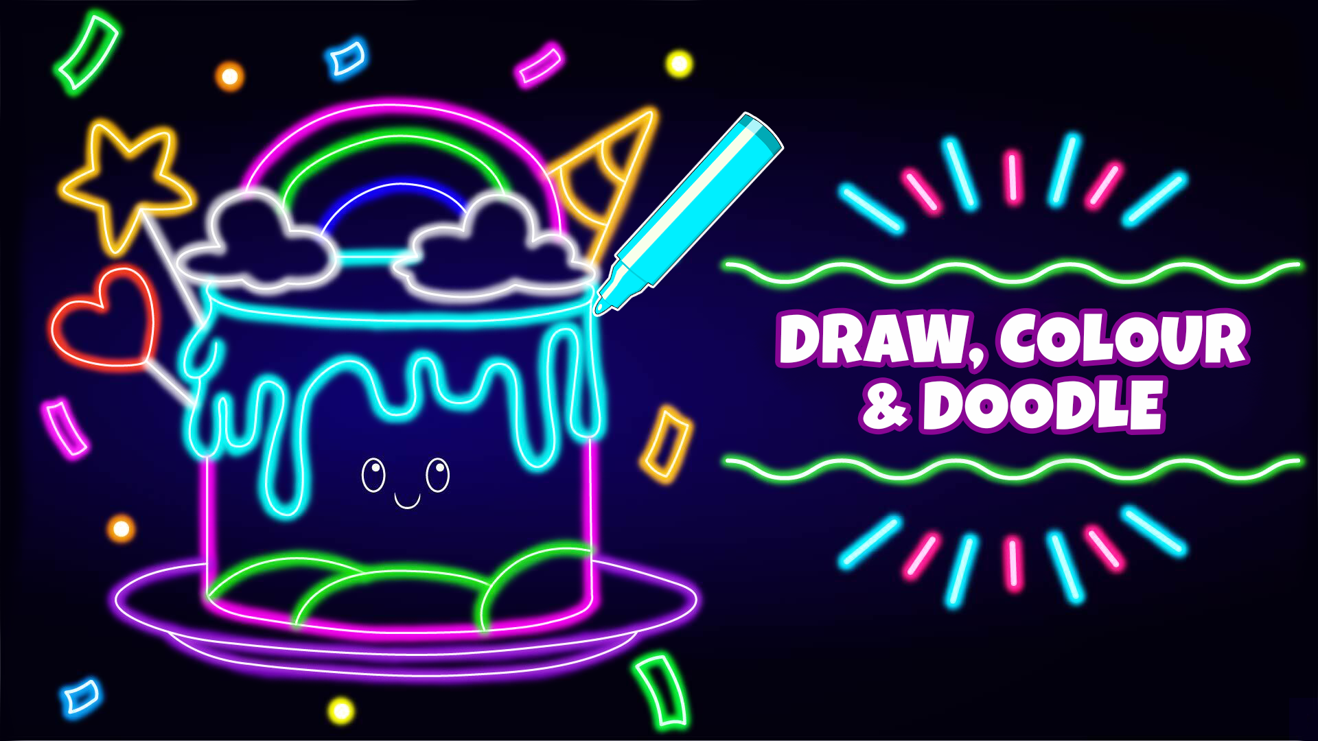Doodle Glow Colouring & Drawing Games for Kids 🌟🎨 Kids Doodle, Glow ...
