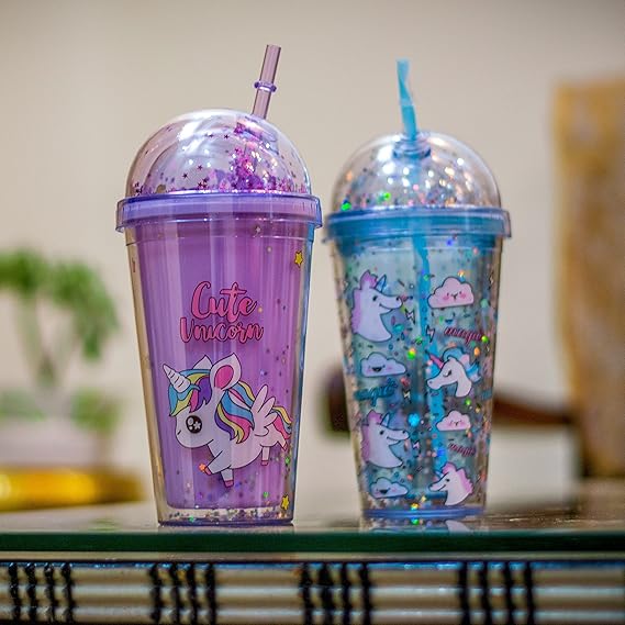 Geekmonkey Set Of 2 Magic Cloud Sipper with Unicorn Sipper Water Bottle ...