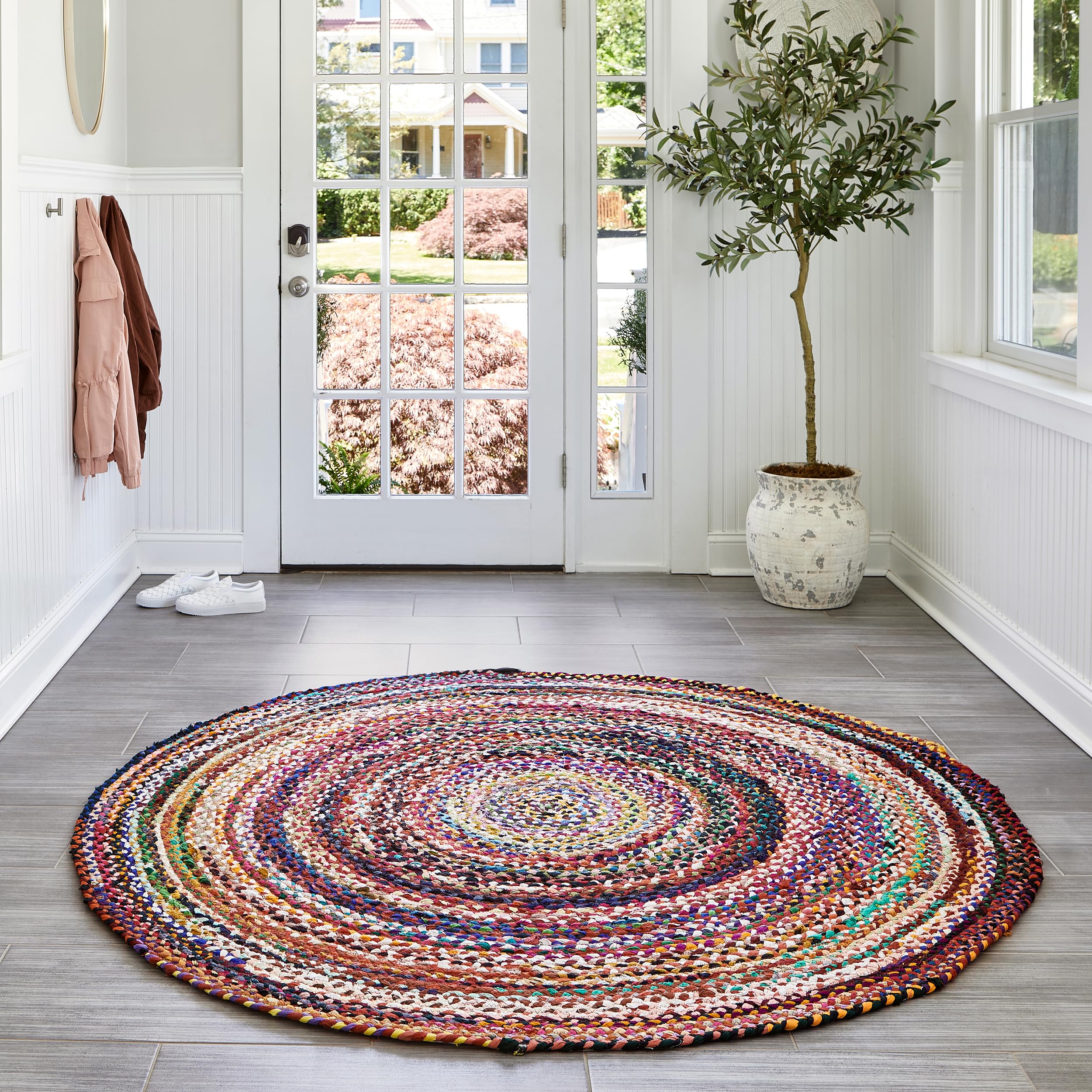 nuLOOM Tammara Bohemian Hand Braided Area Rug, 6' Round, Multi for sale ...