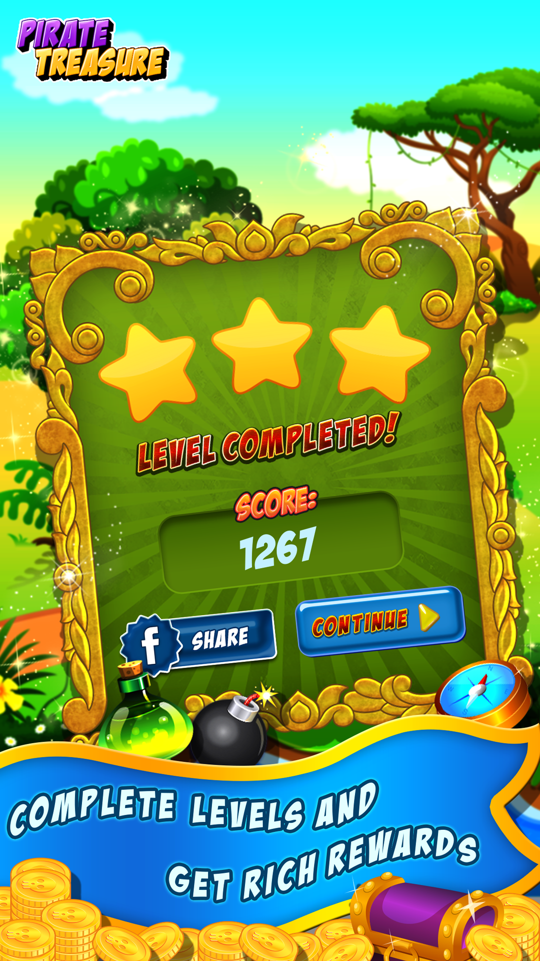 Pirate Treasure Match 3 Adventure - 355 exciting match-3 puzzle levels ...