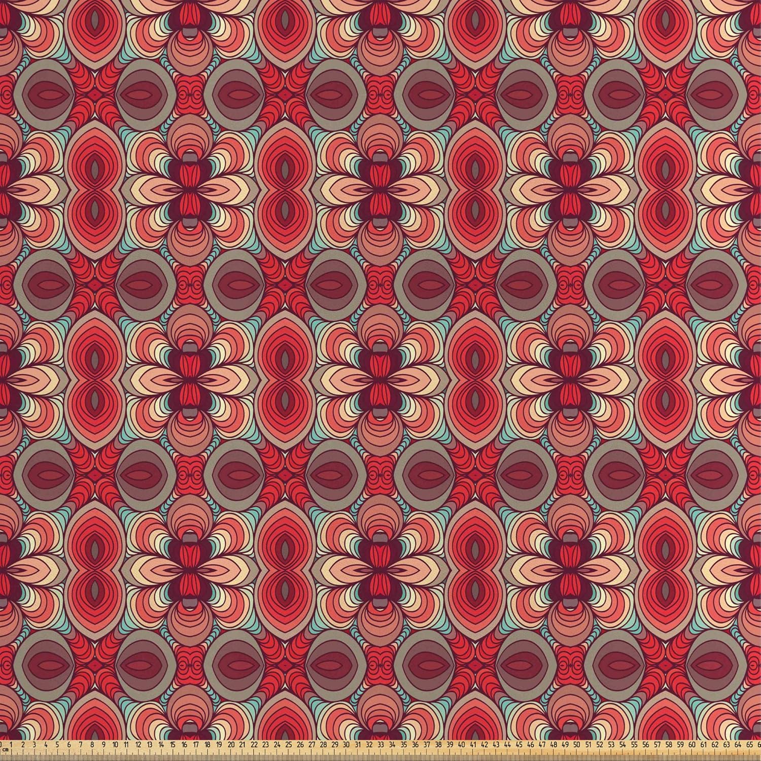 ABAKUHAUS Retro Stoff als Meterware, Vintage-Rundschreiben-Design ...