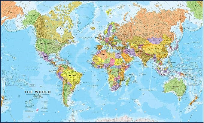 Maps International - World Map - Front Sheet Lamination - 118.9cm (w) x ...
