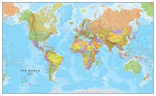 Maps International World Wall Map - Map of The World Poster - Front ...