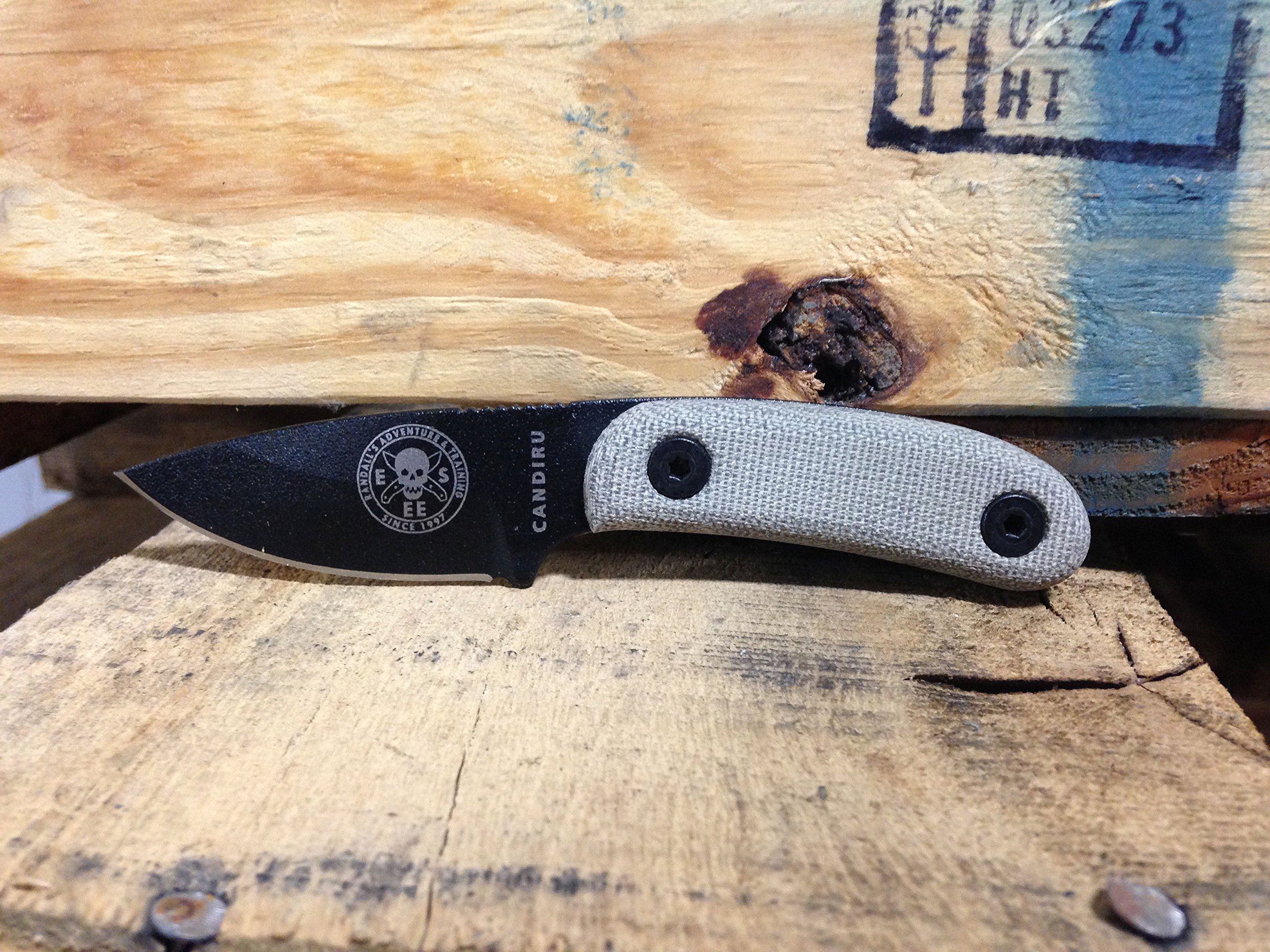 ESEE Knives Black CANDIRU Fixed Blade Knife with Grey Micarta Handles ...