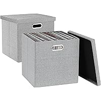 Amazon.com: Qozary Vinyl Record Storage Box - 2 Pack Vinyl Record ...