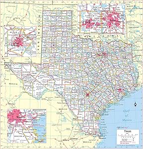 Amazon.com : Cool Owl Maps Texas State Wall Map Poster Rolled ...