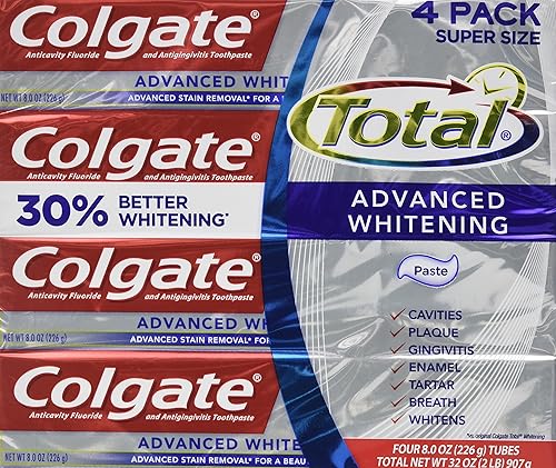 Colgate Total Advaned Whitening Toothpaste - 4 Tubes x 8 Ounces per ...