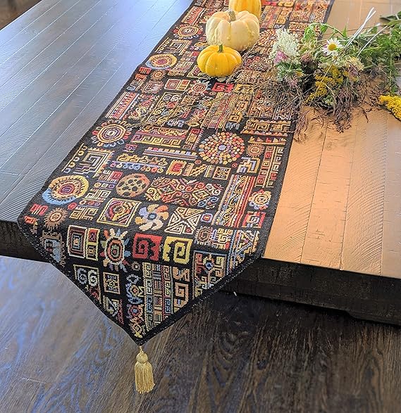 Amazon.com: DaDa Bedding Tapestry Table Runner - Ethnic Ornament ...