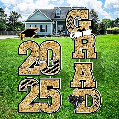 Black Gold Graduation Class of 2025 Yard Sign - Congratulations Grad ...