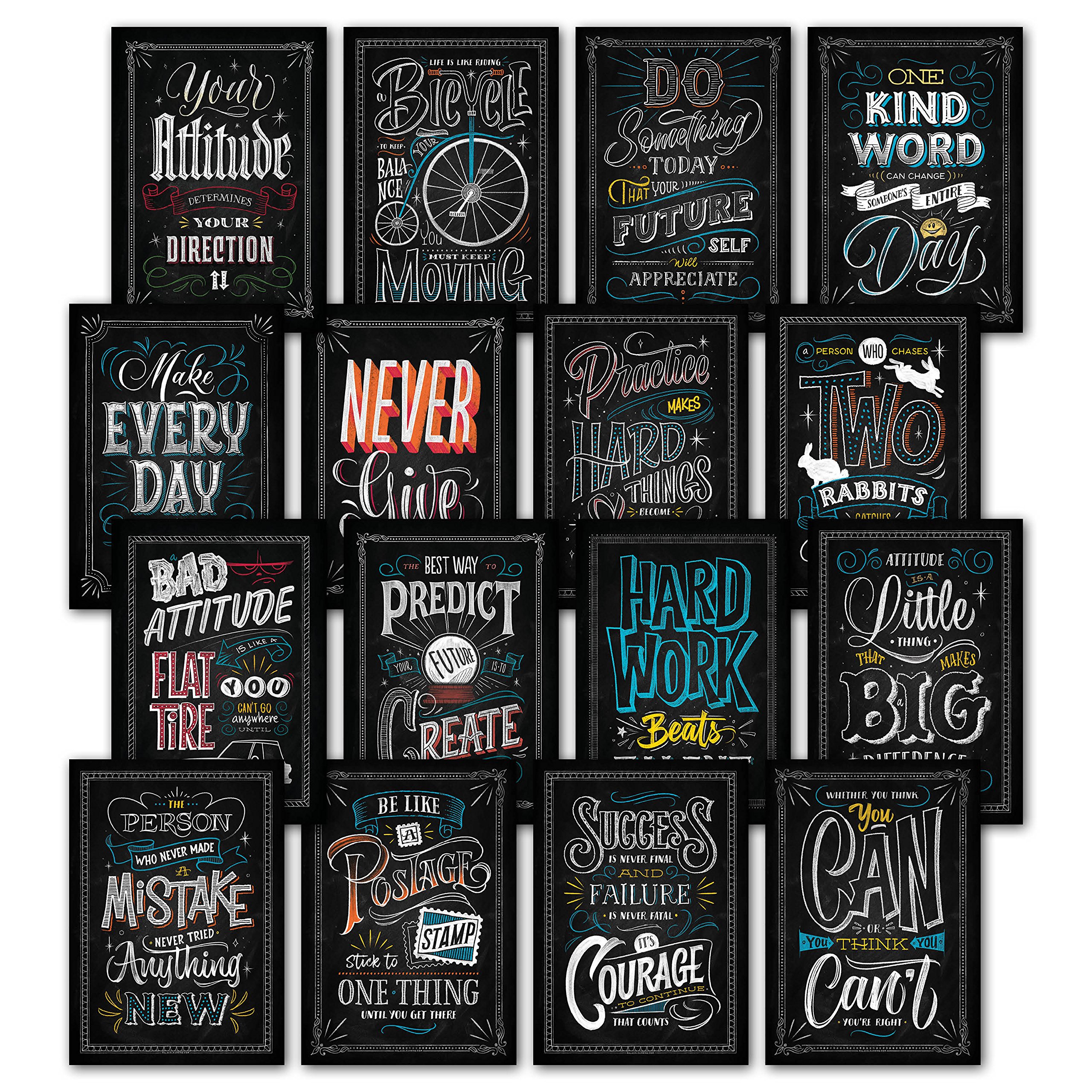 Buy 16 Laminated Inspirational Classroom s - Chalkboard Motivational ...