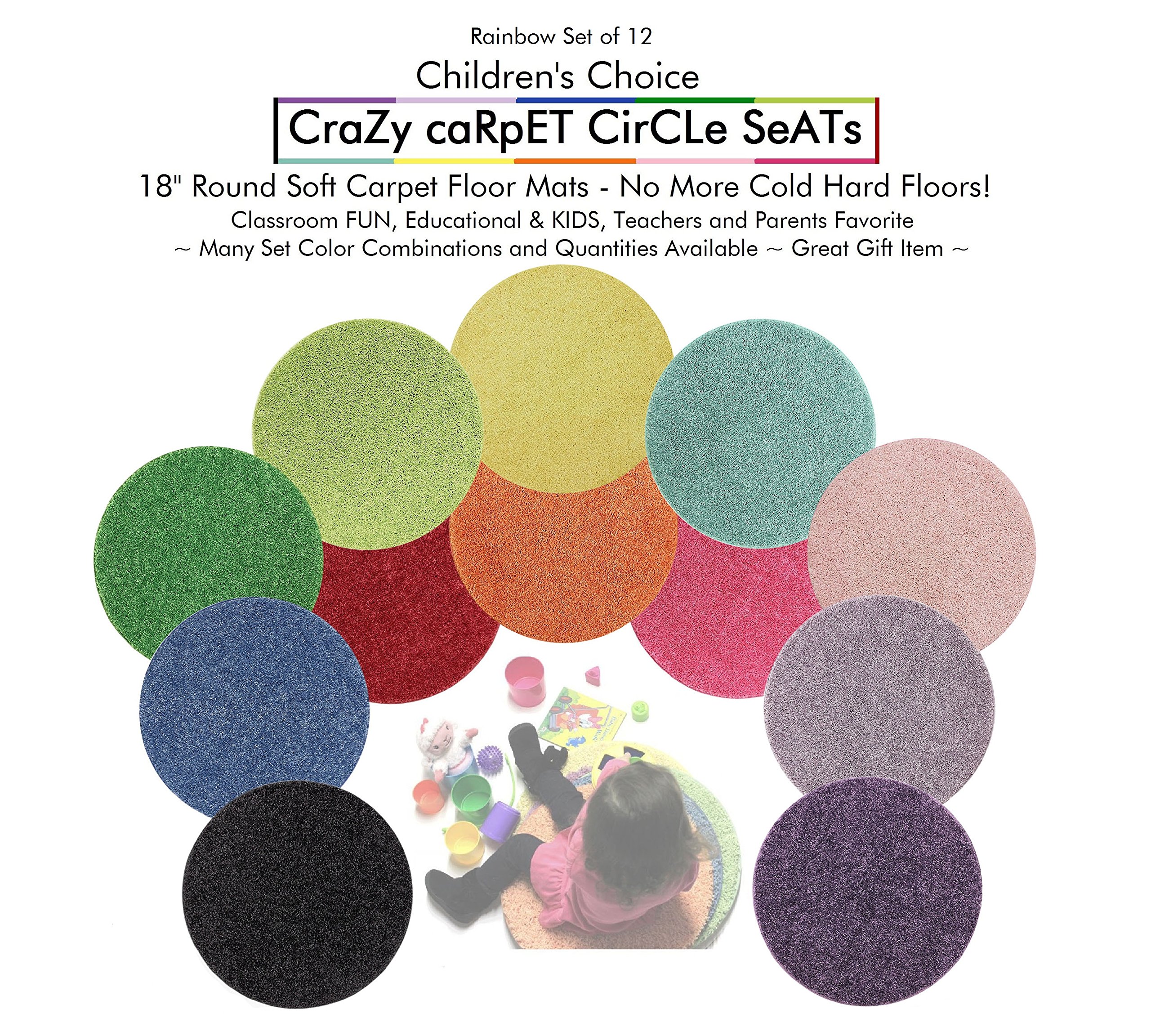 Amazon.com : Bright Multi Set 6 CHILDREN'S CRAZY CARPET CIRCLE SEATS 18 ...