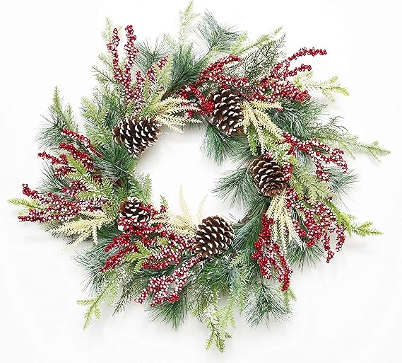Amazon.com: Huashen Deluxe Traditional Long Winter Wreath for Front ...