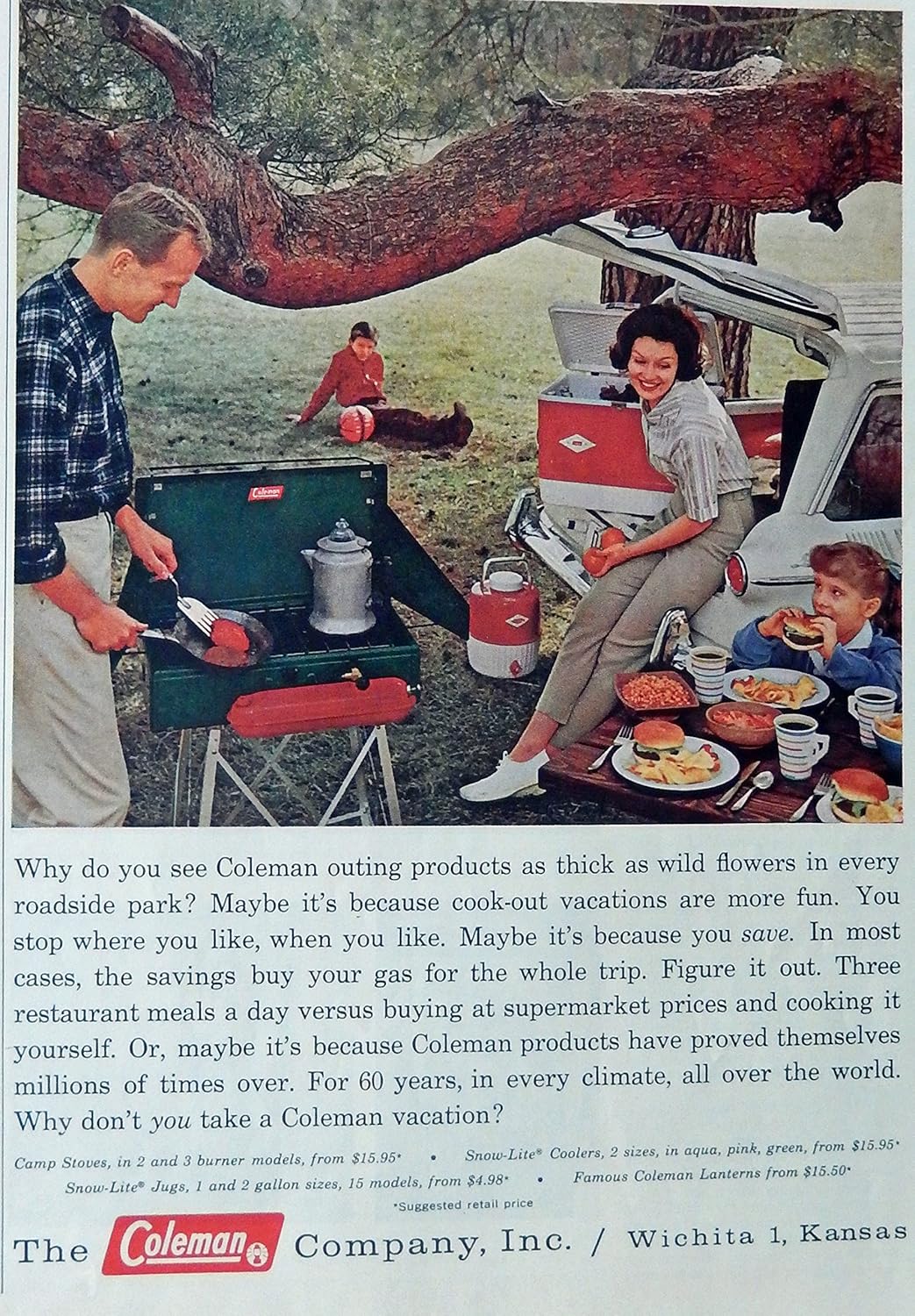 Amazon.com : Coleman outing products 60's Vintage print ad. Color ...