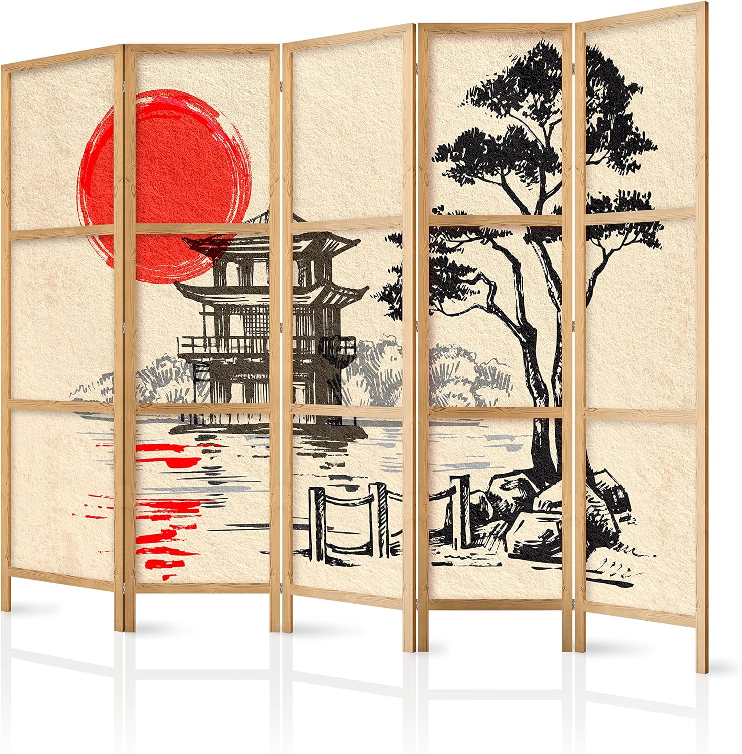 murando - Biombo XXL Japan Oriente Zen 225x171 cm 5 Paneles Lienzo de ...