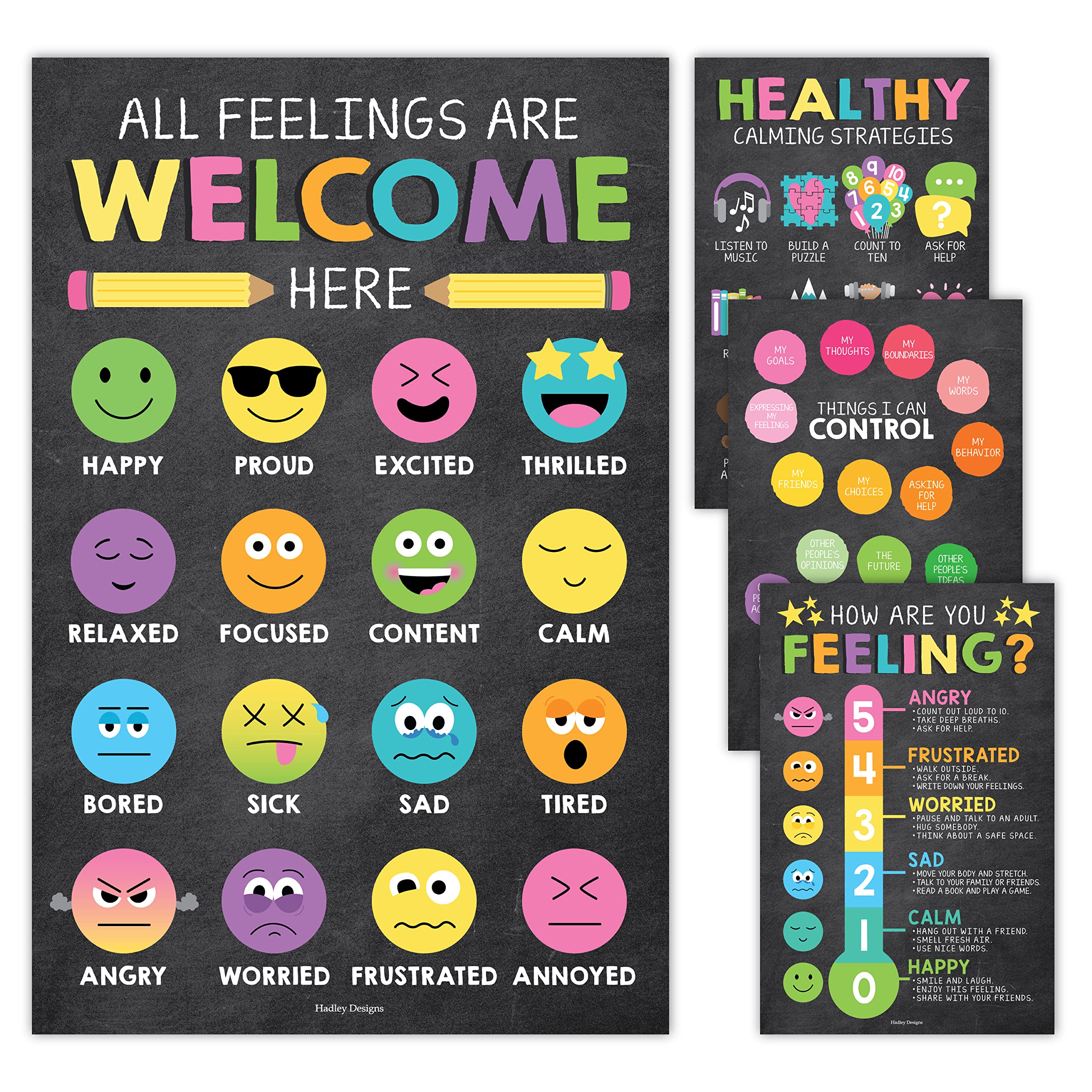 Mua 4 Chalkboard Feelings Chart For Kids Emotions Chart For Kids ...