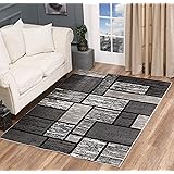 Amazon.com: Glory Rugs Black Area Rug 8x10 Gray Modern Carpet Bedroom ...