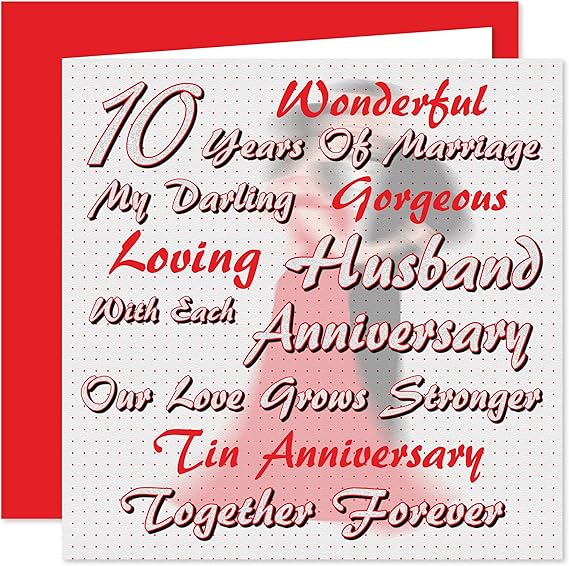 My Husband 10th Wedding Anniversary Card On Our Tin Anniversary I