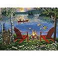 Amazon.com: 550 Piece Puzzle for Adults Adirondack Chairs and FIRE by J ...