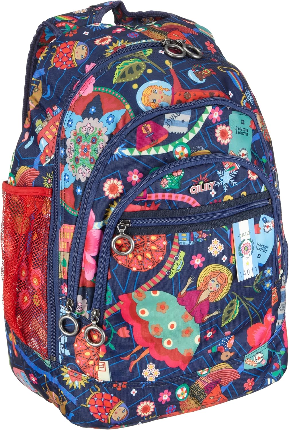 Oilily Mädchen L Backpack Rucksäcke, Blau/Blau/Pink/Rot, 34x45,5x18,5 ...