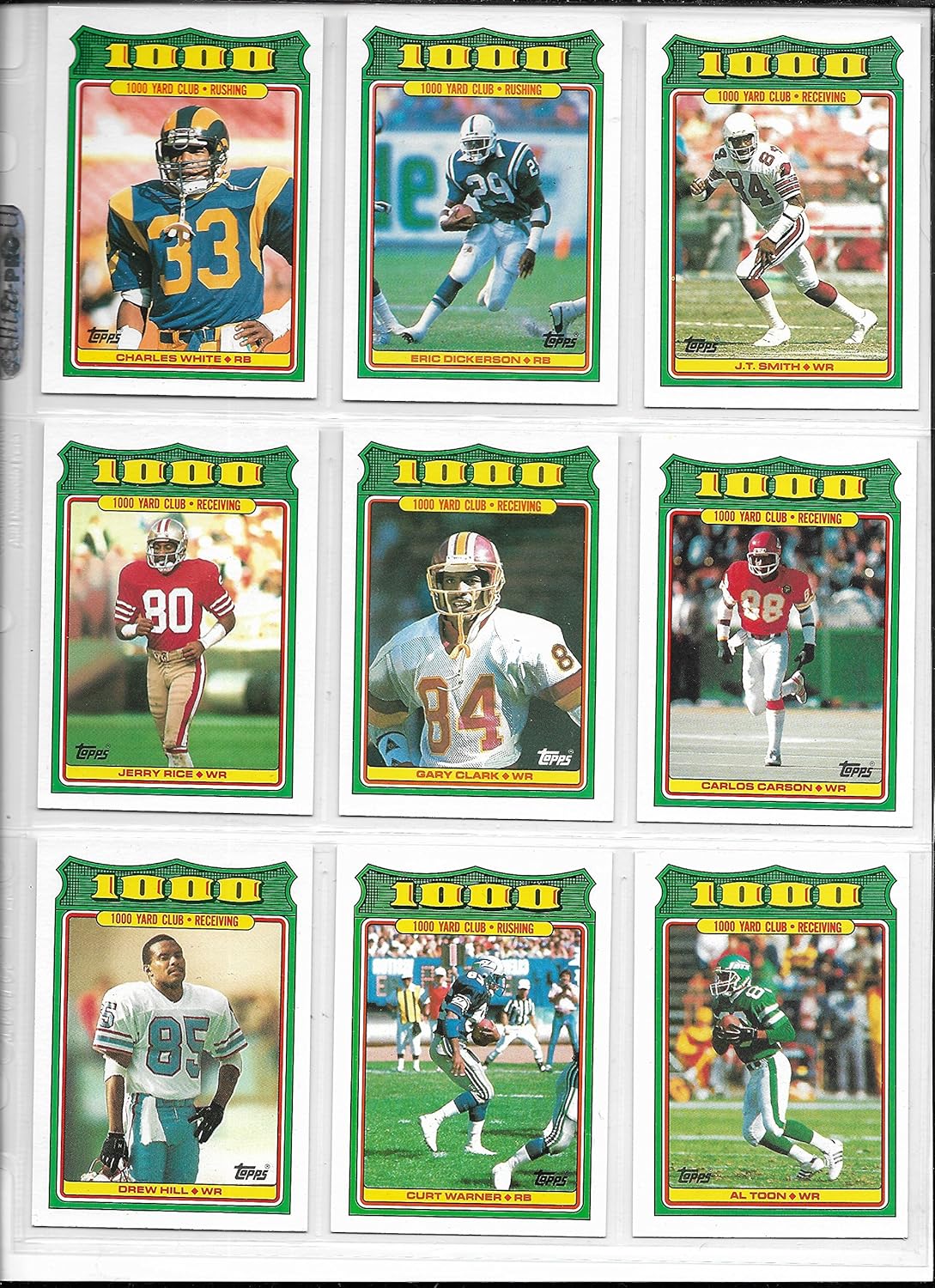 Amazon.com: 1988 Topps Football Complete 1000 Yard Club Insert Set Of ...