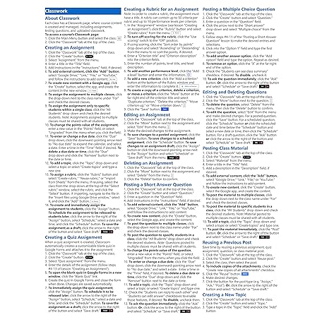 Mua Google Classroom for Teachers Quick Reference Training Card - Laminated Tutorial Guide Cheat ...