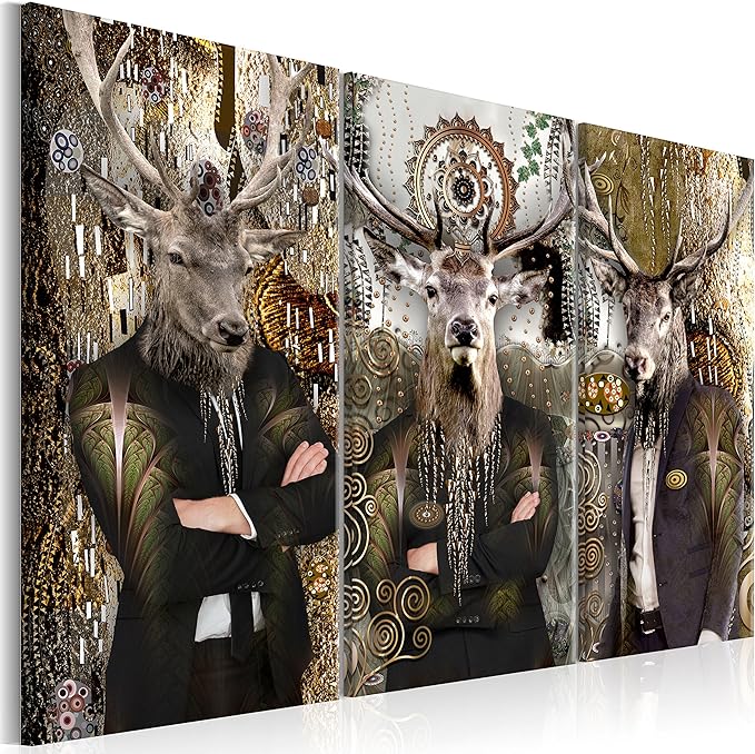 murando - Bilder Tiere Hirsch 135x90 cm Vlies Leinwandbild 3 Teilig Kunstdruck modern Wandbilder ...