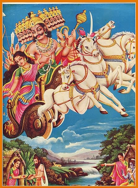 Tallenge -Ravan Kidnaps Sita - Ramayan - Vintage Indian Art - Large ...