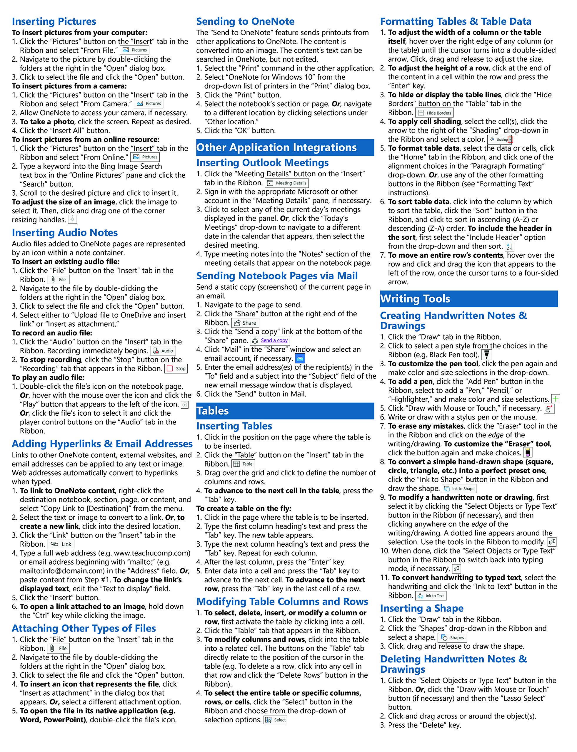 Mua Microsoft OneNote for Windows 10 Introduction Quick Reference Training Tutorial Guide (Cheat ...