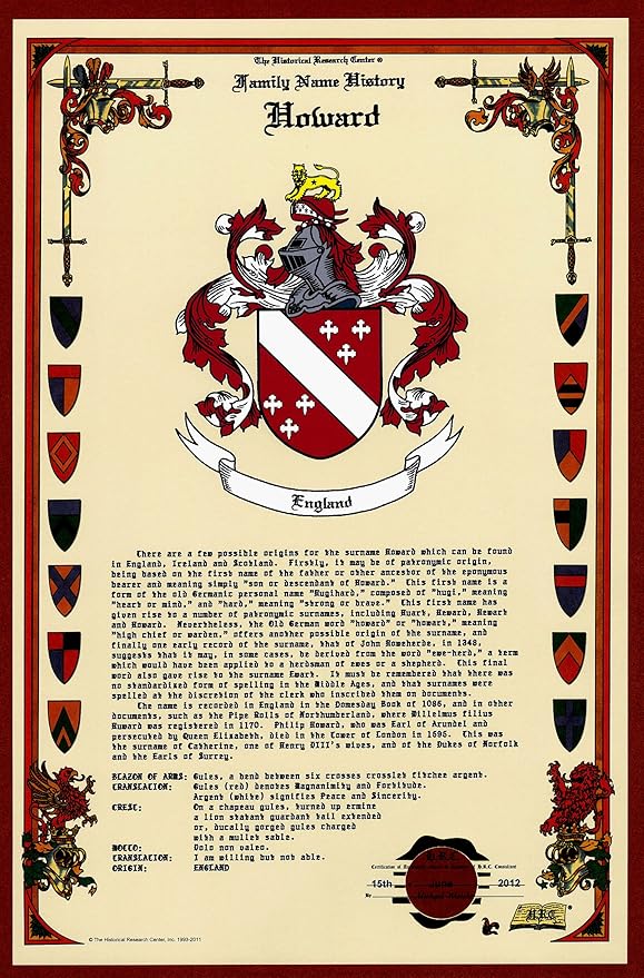 Amazon.com: Howard Coat of Arms/Crest and Family Name History, meaning ...