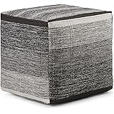 Amazon.com: SIMPLIHOME Nate Square Pouf, Footstool, Upholstered in Patterned Grey Melange Hand ...