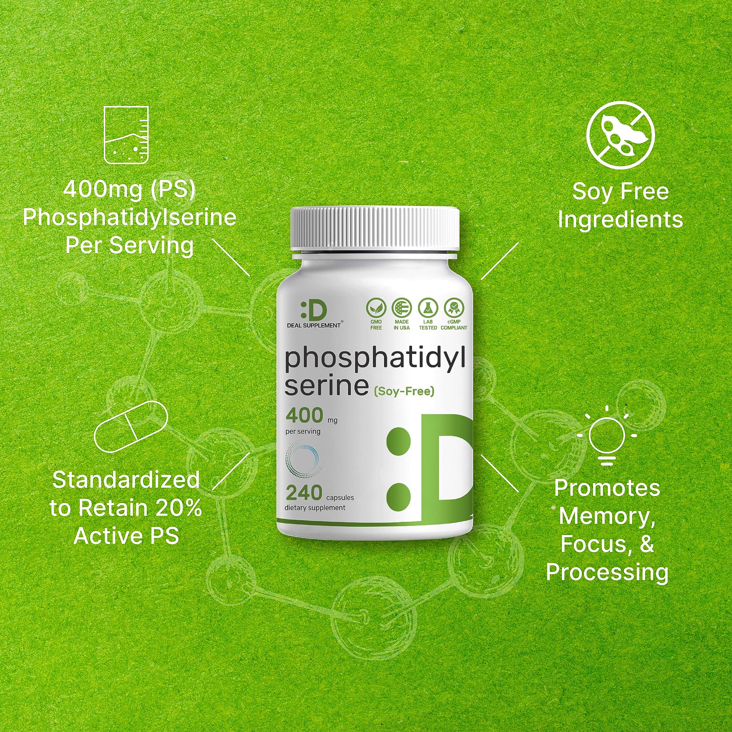 Mua Phosphatidylserine Supplement, 400mg Serving, 240 Capsules – Soy ...