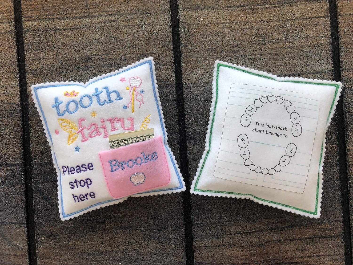 Amazon.com: Personalized Tooth fairy pillow with tooth chart, custom ...